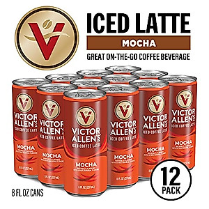 Victor Allen's Coffee Mocha Iced Canned Coffee Latte, 8oz Cans (12 Pack)