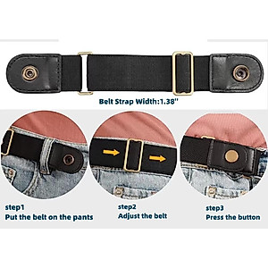 2 Pairs No Buckle Invisible Elastic Stretch Belt for Men/Women, Jeans Loops Belt Adjustable Waist Belt for Pants (BLACK+GREY)