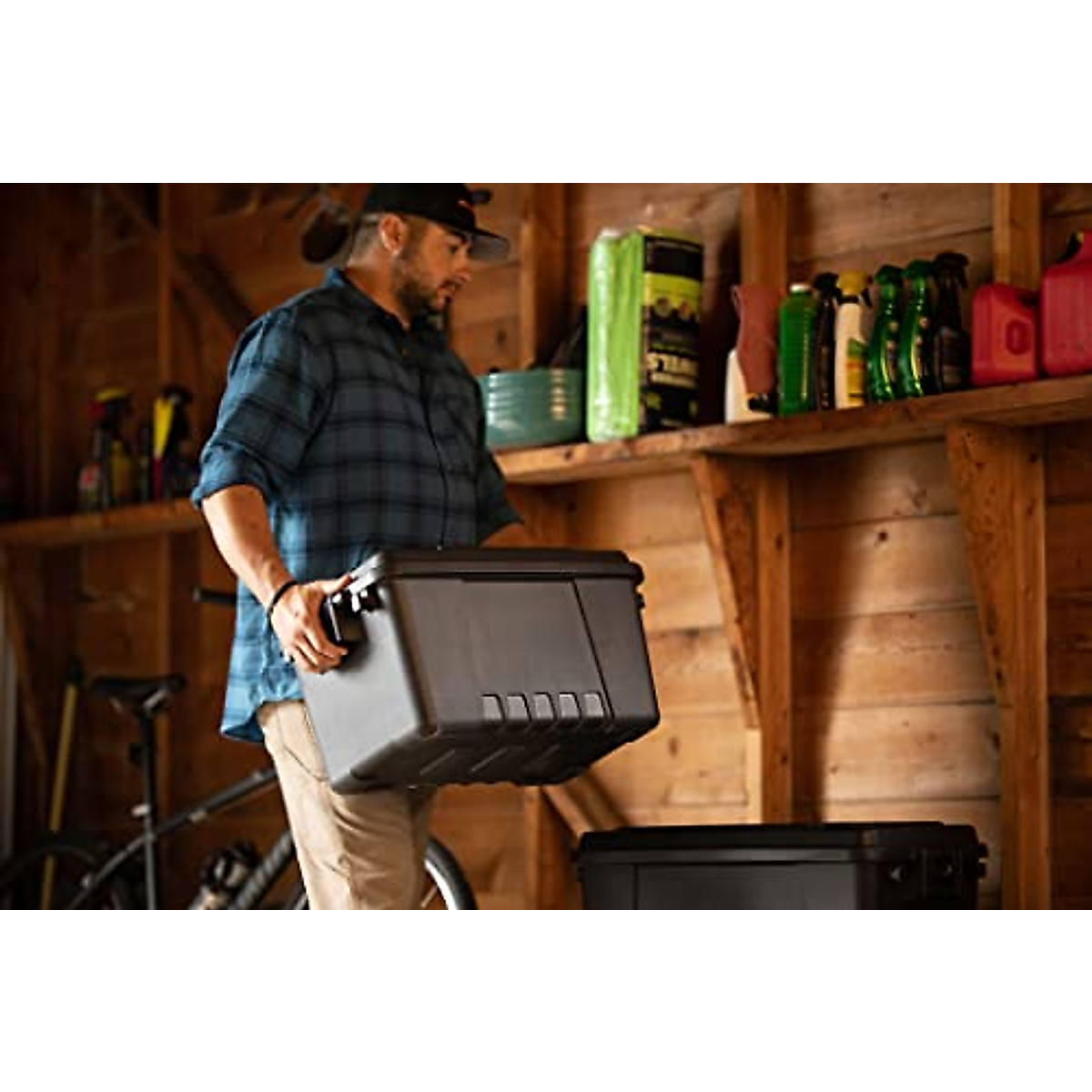 Plano Sportsman Trunk, Black, Small, Lockable Storage Box, Airline Approved Sportsman Trunk, Hunting Gear and Ammunition Bin, Heavy-Duty Containers for Camping, 56-Quart