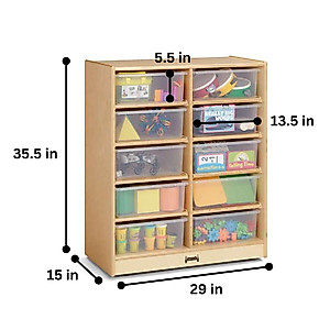 Jonti-Craft 29150JC 10 Tub Mobile Storage with Clear Tubs - Kids Classroom Storage Shelves