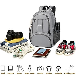 JIELV 30L Lightweight Packable Backpack Small Foldable Hiking Backpack Waterproof Daypack Travel Camping Outdoor for Women Men Valentines Day Gifts(Lgiht Grey)