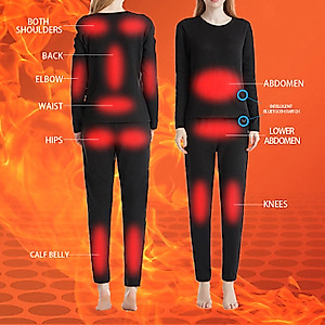 Electric Heated Thermal Underwear Set,Women Men USB Electric Heated Thermal Long Sleeve T Shirts Ultra-Soft Base Layer Warm Top Pants, Washable Heating Underwear Thermal Set Clothes