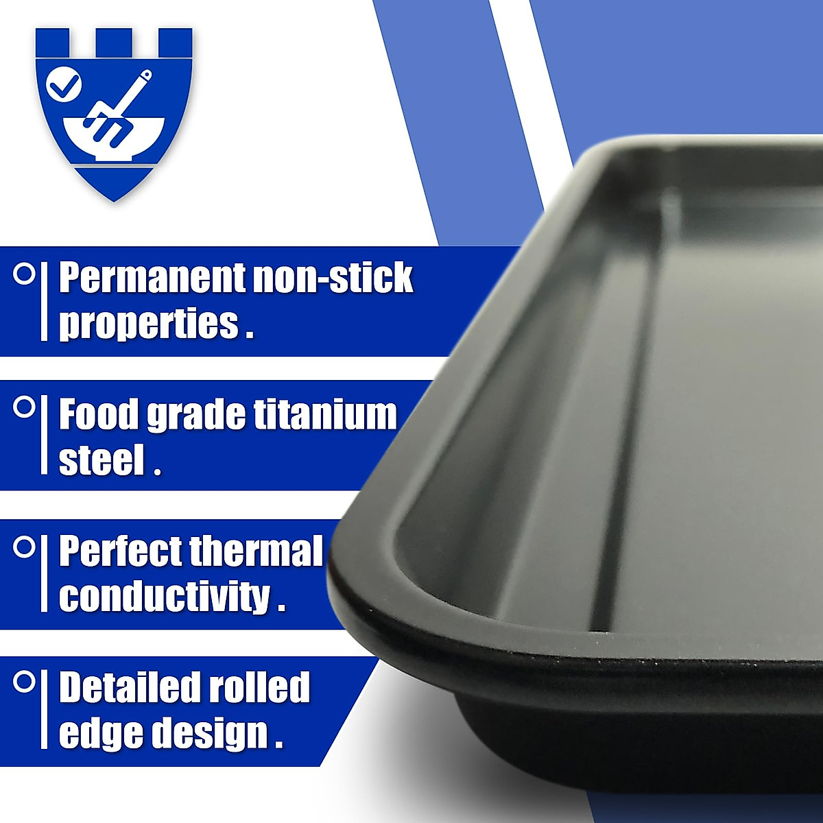 2 Pack 13" × 13" Professional Baking Sheet, Air Fryer Accessories, Replacement Baking Pan for Ninja SP100, SP101, SP1001C, SP201 Foodi Air Fry Oven, Nonstick Sheet Pan for Foodi 8-in-1 Air Fry Oven