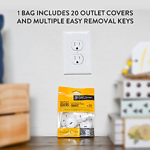 Prince Lionheart Outlet Covers with Safety Keys, Outlet Protector Power Gear Shock Prevention, Baby Child Safe Easy to Install (20pcs)