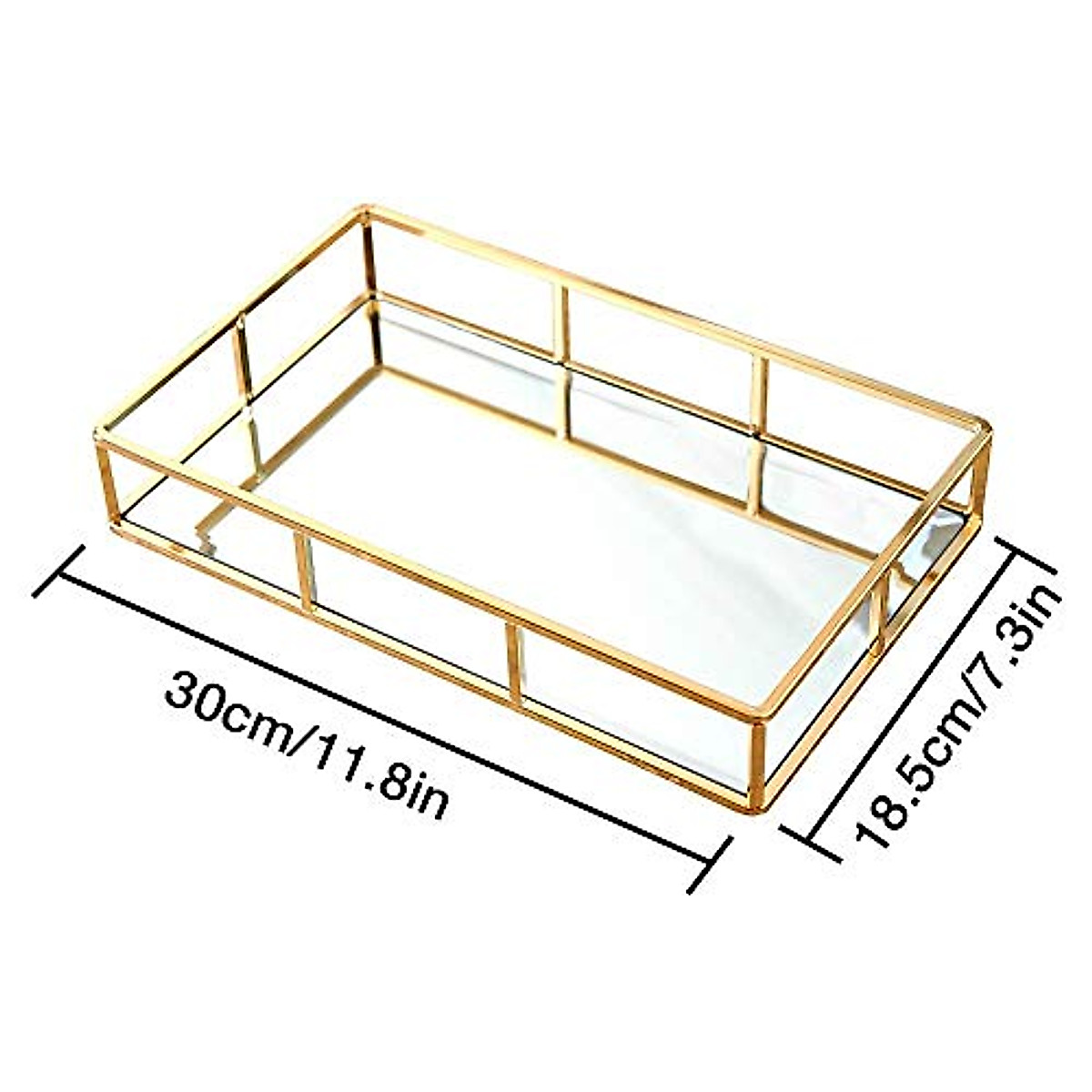 Rising Star Supply Golden Decorative Tray, Jewelry Perfume Makeup Organizer, Tray for Vanity, Table Centerpiece, Bathroom Tray, Coffee Table Tray