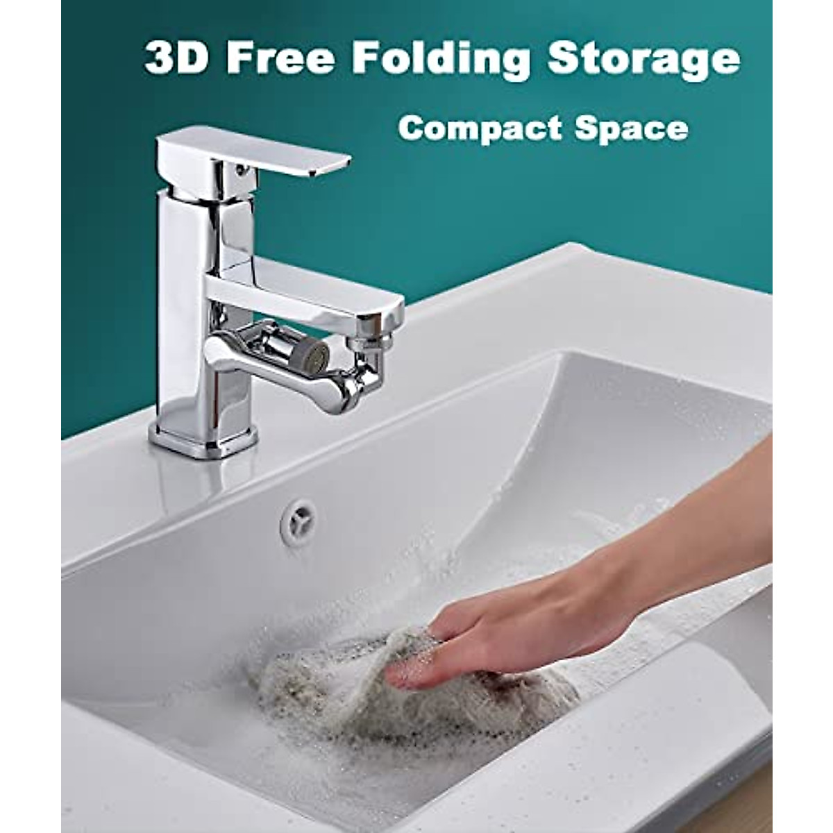 New Generation 1440° Universal Rotating Faucet Extender Aerator, Big Angle Robotic Arm Water Swivel Sprayer with 2 Water Outlet Modes for Face Washing Gargle Eyewash Kitchen Bathroom Sink