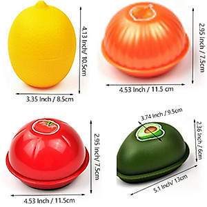 OUKEYI Fruit and Vegetable Storage Containers Reusable SiliconeRefrigerator Box Storage Bowls Saver Holder Keeper foronion, Tomato, Lemon, and avocado ，Refrigerator Vegetable Crisper 4Pieces