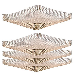 Kamehame Grill Mesh Basket, Pack of 4 Non-Stick Meat Vegetable Grill Tray for Grilling and Baking, Oven Crisper Basket for Crisp up Pizza, Fries, Chips