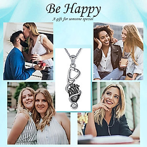 YinShan Nurse Necklace S925 Sterling Silver Nurse Day Doctor Anatomical Organ Heart with Stethoscope Pendant Necklace Graduation Gift for Female Medical Student Healthcare Workers Jewelry