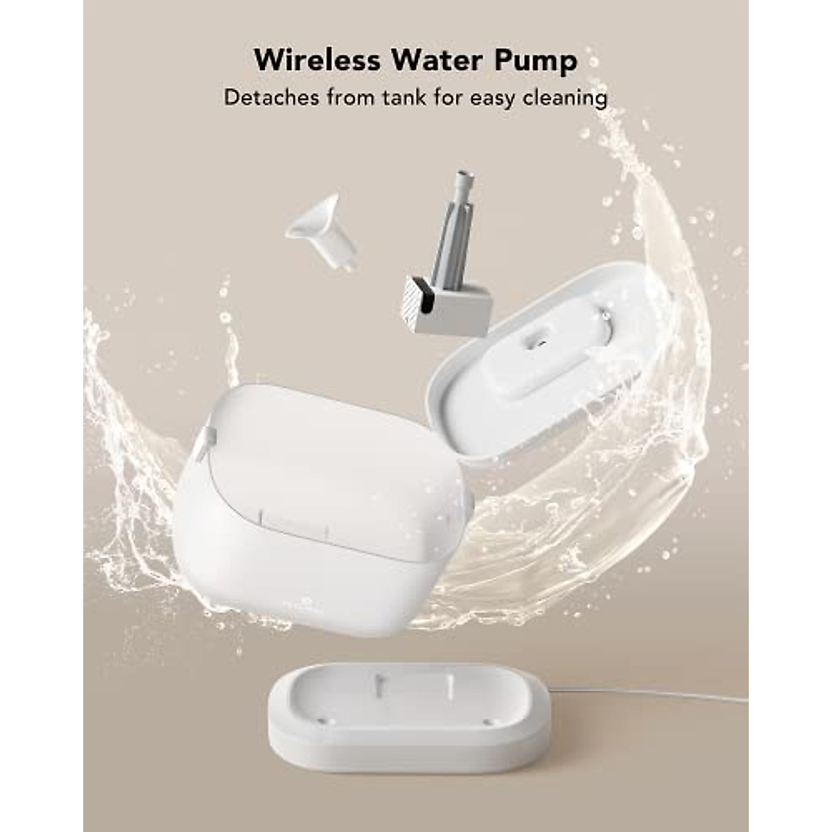 PETLIBRO Cat Water Fountain with Wireless Pump, 2.5L/84oz Dockstream Automatic Pet Water Fountain, Easy to Clean & Assemble, BPA-Free Cat Fountain Water Bowl, Dog Water Dispenser with Two Flow Modes