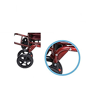 Shopping Trolley on Wheels Multi Function Shopping Cart The Elderly Cart Little Pull Car Elderly Wheelbarrow Can Push to Sit Foldable Walker Four Scooter Storage Hand Trucks,Gold Flower ,