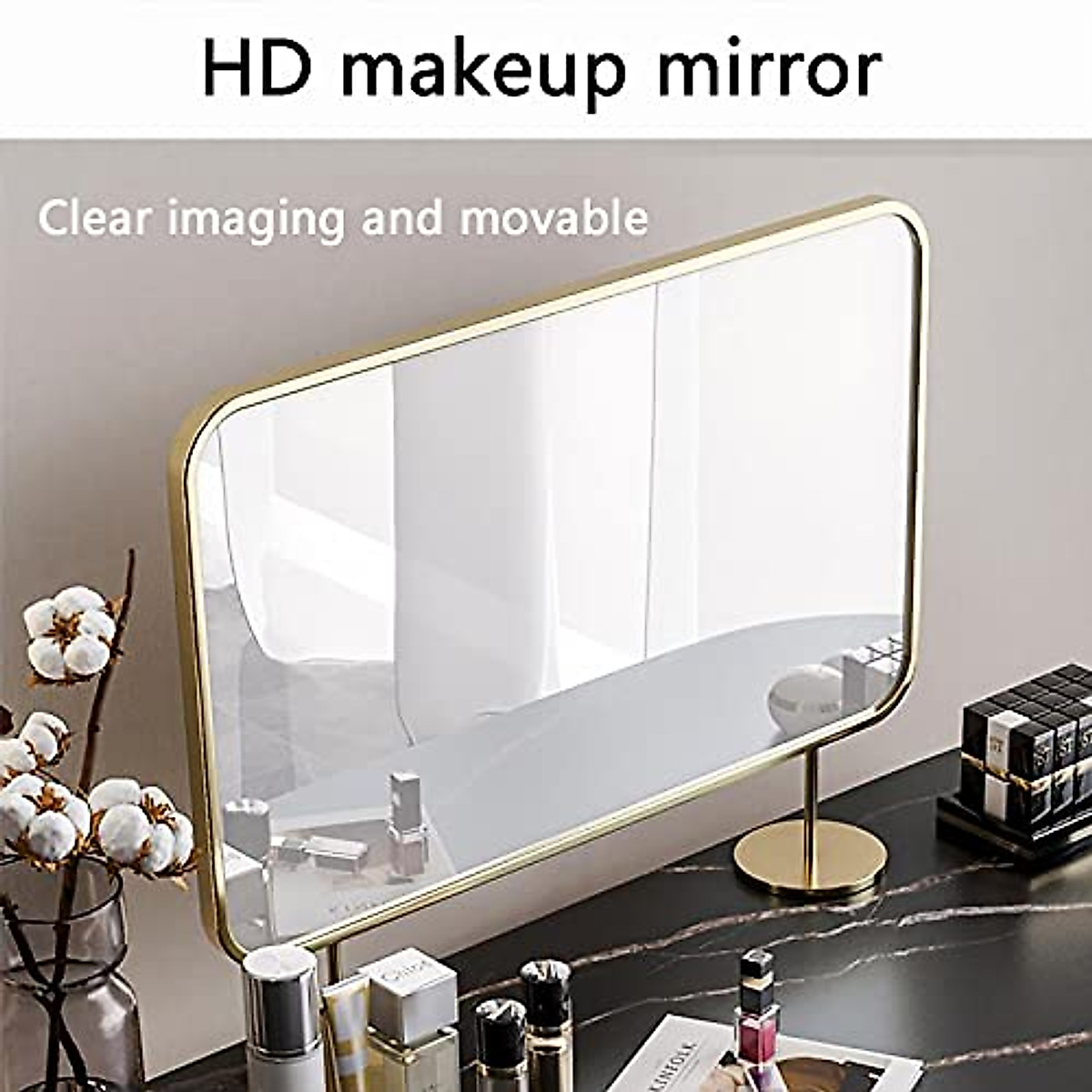 SWTOM Light Luxury Dressing Table, Modern Italian Minimalist Bedroom Makeup Desk, Net Red ins Makeup Table and Chair with LED Mirror