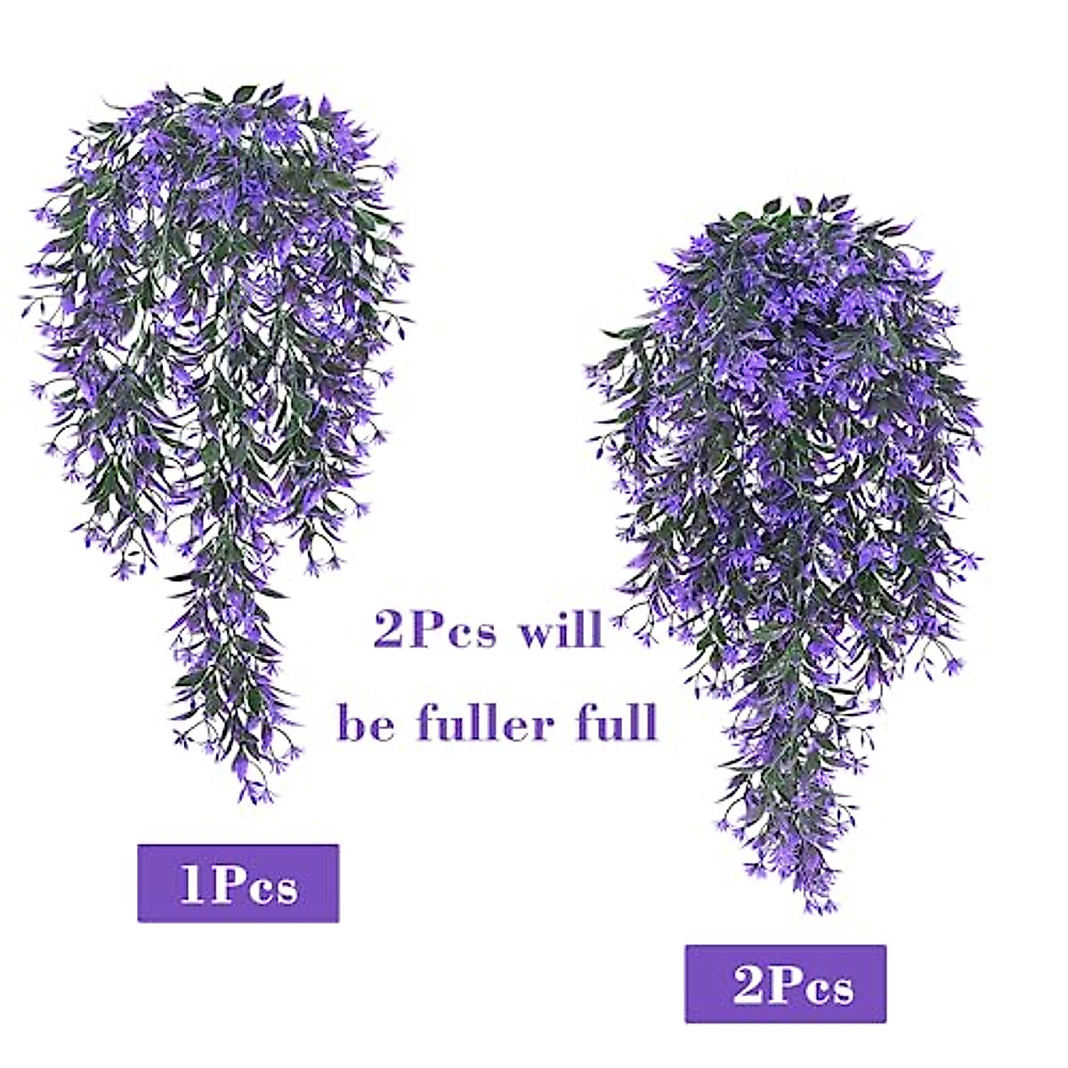 Waipfaru 2pcs Fake Ferns, Artificial Hanging Plants with Fuller Leaves, Fake Plants with Faux Ivy Vines, UV Resistant Artificial Outdoor Plants for Room Patio Garden Home Indoor Outdoor Porch Decor