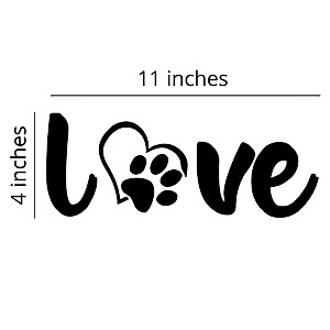Paw Love Black Paw Dog Room Decor Decals (4x11 inch pet Decal) Dog Wall Decor Vinyl Paw Print Sticker Animal Footprint Wall Art Decoration