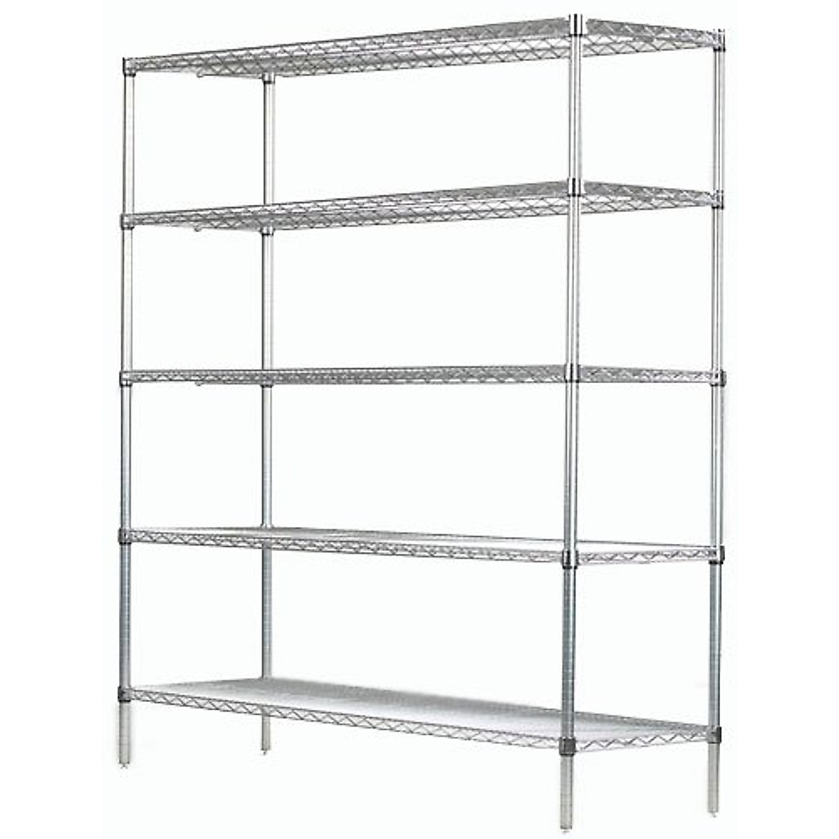Omega Shelving Storage | 5 Tier Starter Shelving Unit 12" Deep x 24" Wide x 74" High - 800 lb Capacity per Shelf, Adjustable Wire Shelving, Tool-Free Assembly |Chrome Shelving