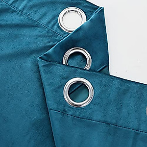 PLEASANT BOULEVARD | Velvet Curtains [2 Panels] Elegant Living Room Bedroom Window Drape Curtain, Grommet Eyelet Style (52 x 84in, Teal)