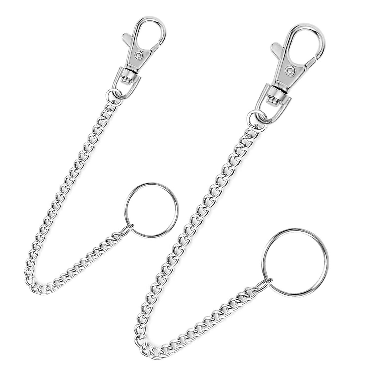 anezus 2Pcs Chain Belt Set, Wallet Chain, Pants Chain, Pocket Chain with Keyring for Pants Belt Jeans Wallets and keys (16” & 20”)