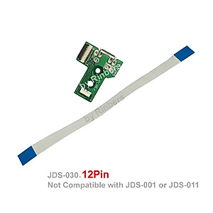 Rinbers® USB Charging Port Charger Socket Board JDS-030 for Sony PS4 3rd Gen Controller with 12 Pin Cable