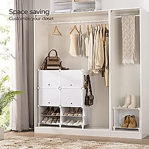 DINMO Shoe Rack, 8 Tier Shoe Storage Cabinet, 48 Pair Plastic Shoe Organizer for Closet Hallway Bedroom Entryway, White