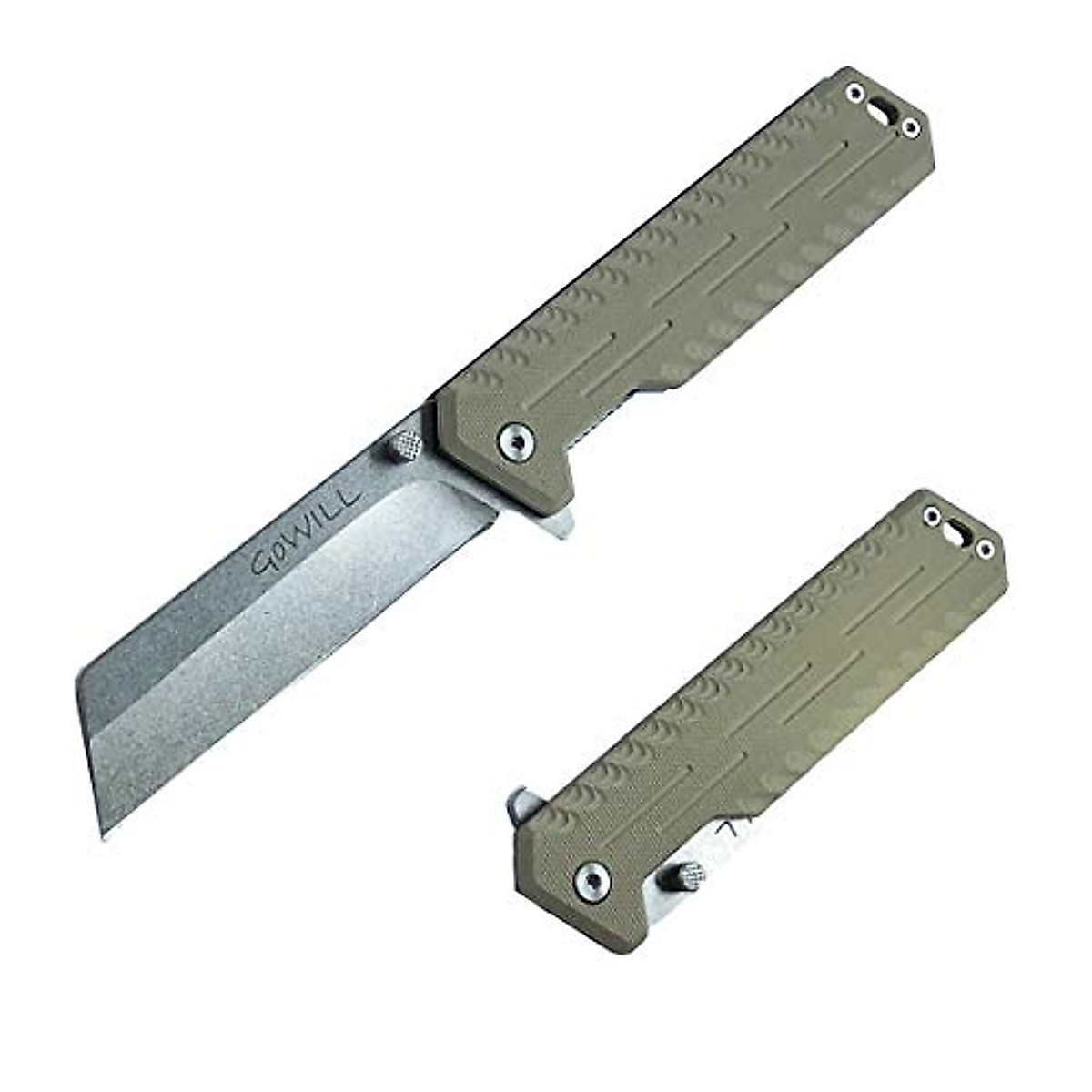 Pocket Folding Cleaver Knife Stone Wash Blade Flip Open G10 Handle with Pocket Clip Everyday Carry for Men, Women, Boys Fine Edge Stainless Steel EDC knife for Camping Hiking, Hunting, Outdoors