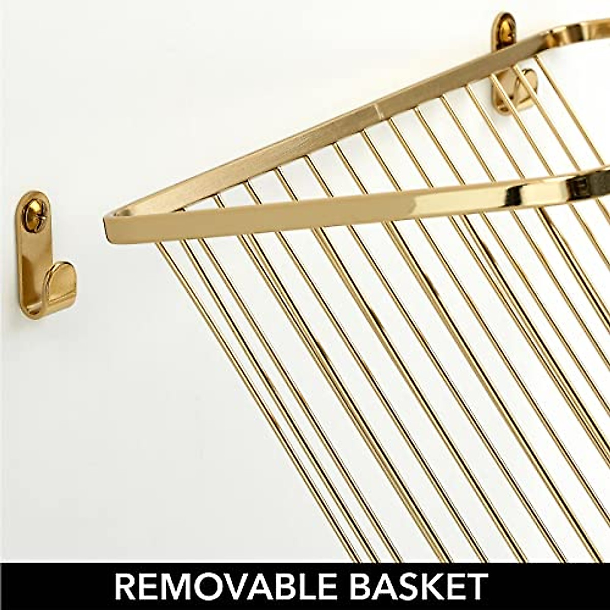 mDesign Portable Metal Farmhouse Wall Decor Angled Storage Organizer Basket Bin for Hanging in Kitchen/Pantry - Store Plastic Bags, Foils, Oils, Sandwich Bags - 2 Pack - Soft Brass