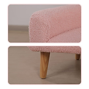 Small Toddler Sofa Chair/Kids Sofa Chair/Velvet Upholstered Kids Sofa Couch/Big Kids Couch with Wooden Legs for Children Gift (Pink)