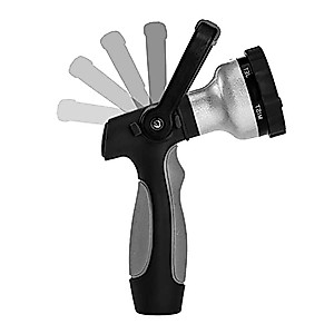 GREEN MOUNT New Patent Garden Hose Nozzle, Heavy Duty Water Nozzle, High Pressure Fireman Style Nozzle with Ergonomic Handle for Women and Children to Water Lawn and Garden, Black