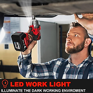 Cordless 1/2 Impact Wrench Brushless, 21v Power Impact Gun with 3 Variable Speeds, Max Torque 450Ft-lbs (600N.m), 4.0Ah Battery and Charger, 6Pcs Impact Sockets, Electric Impact Wrench for Car Home