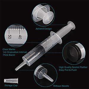 60ml + 20ml Syringe for Liquid set - Syringes without Needle - 20 ml Sterile Packed Plastic Syringe with Dropper for Medicine Student Lab Measuring Liquids and Pet Feeding Oral , Jello Shot ( 6 Pack )