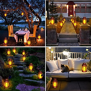 ANTING Solar Lantern, Outdoor Garden Hanging Lanterns, Waterproof LED Flickering Flameless Candle Mission Lights for Table, Outdoor, Party Decorative