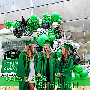 Winter Merry Christmas Green and black silver Balloon Garland Arch Kit 121PcS with Star foil Balloons for birthday baby shower 2025 graduation anniversary Decorations
