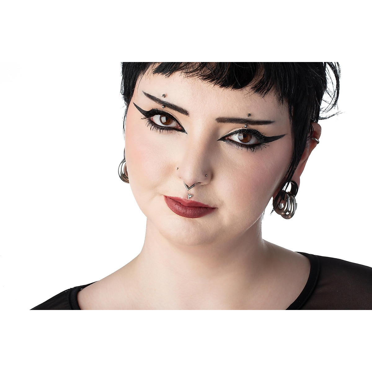 Pierced Owl 16GA G23 Implant Grade Titanium Triple Chevron Hoops Hinged Segment Ring (Black)