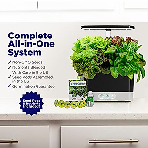 AeroGarden Harvest with Gourmet Herb Seed Pod Kit - Hydroponic Indoor Garden, Black