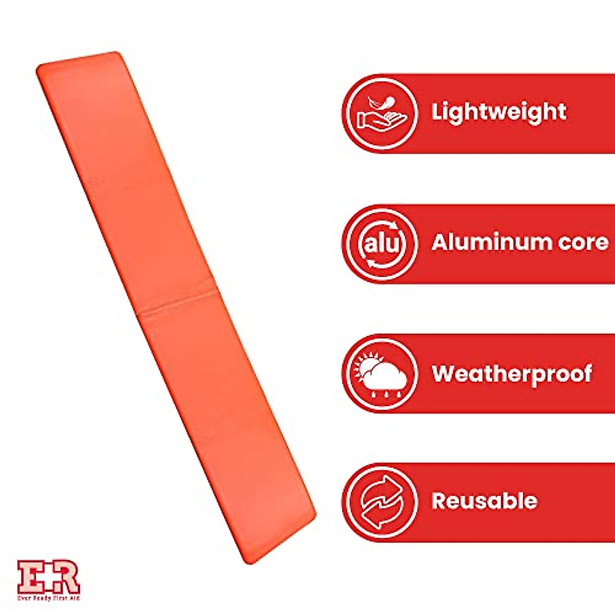 Ever Ready First Aid Padded Universal Aluminum Splint, 4.25” x 24”, Flat Folded, Waterproof - 3 Pack