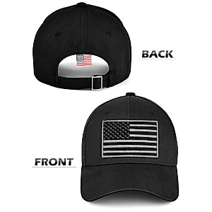 LCZTN 2 Pack American Flag Baseball Cap for Men Women,Low Profile USA Plain Dad Hat (Black＆Grey)