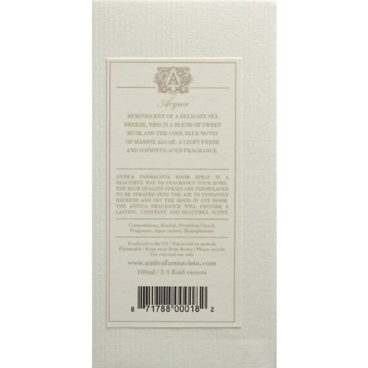 Antica Farmacista Room Spray - Luxury Room Fragrance - Acqua 3.4 Fl Oz