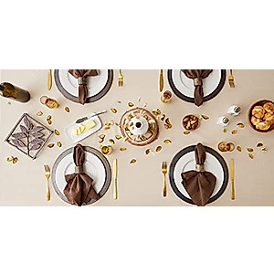 DII French Stripe Dining Table Collection Farmhouse Style Tablecloth, 70 Inches Round, Taupe/Red