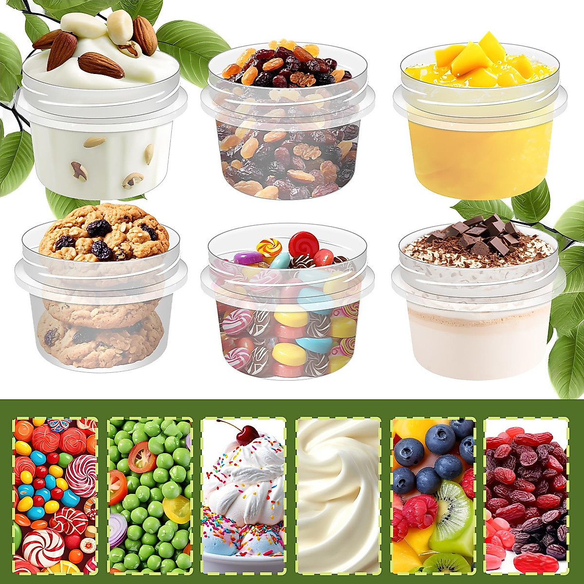 ISUSSER 10 Pack 8oz Reusable Small Plastic Containers with Screw Lids, Small Food Storage Freezer Containers, Deli Containers Stackable Food Storage Jars, Sauce Condiment Jars Lunch Box Accessories