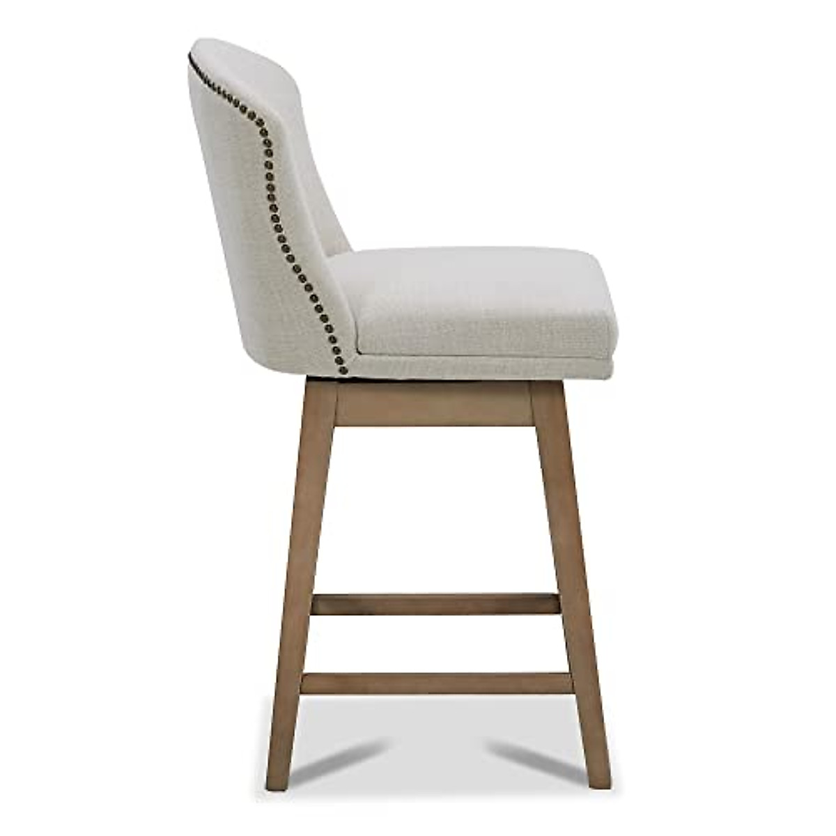 CHITA Counter Height Swivel Barstools, Upholstered Performance Fabric Bar Stools Set of 2, 26" Seat Height, Linen