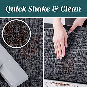 HOMWE Front Door Mats, 2 Pc Set, 29.5 x 17, All Weather Entry and Back Yard, Indoor and Outdoor Safe, Slip Resistant Rubber Backing, Absorbent and Waterproof, Dirt Trapping Rugs for Entryway