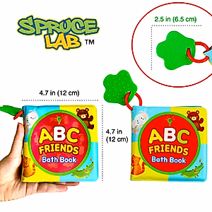 Spruce Lab ABC Friends Magic Color Bath Books - 4 Bath Book Set - Educational Baby Bath Toys - Magic Appearing Animals in Water - Teething Toys for Babies - Boy/Girl Baby Bathtub Books Baby Shower Toy