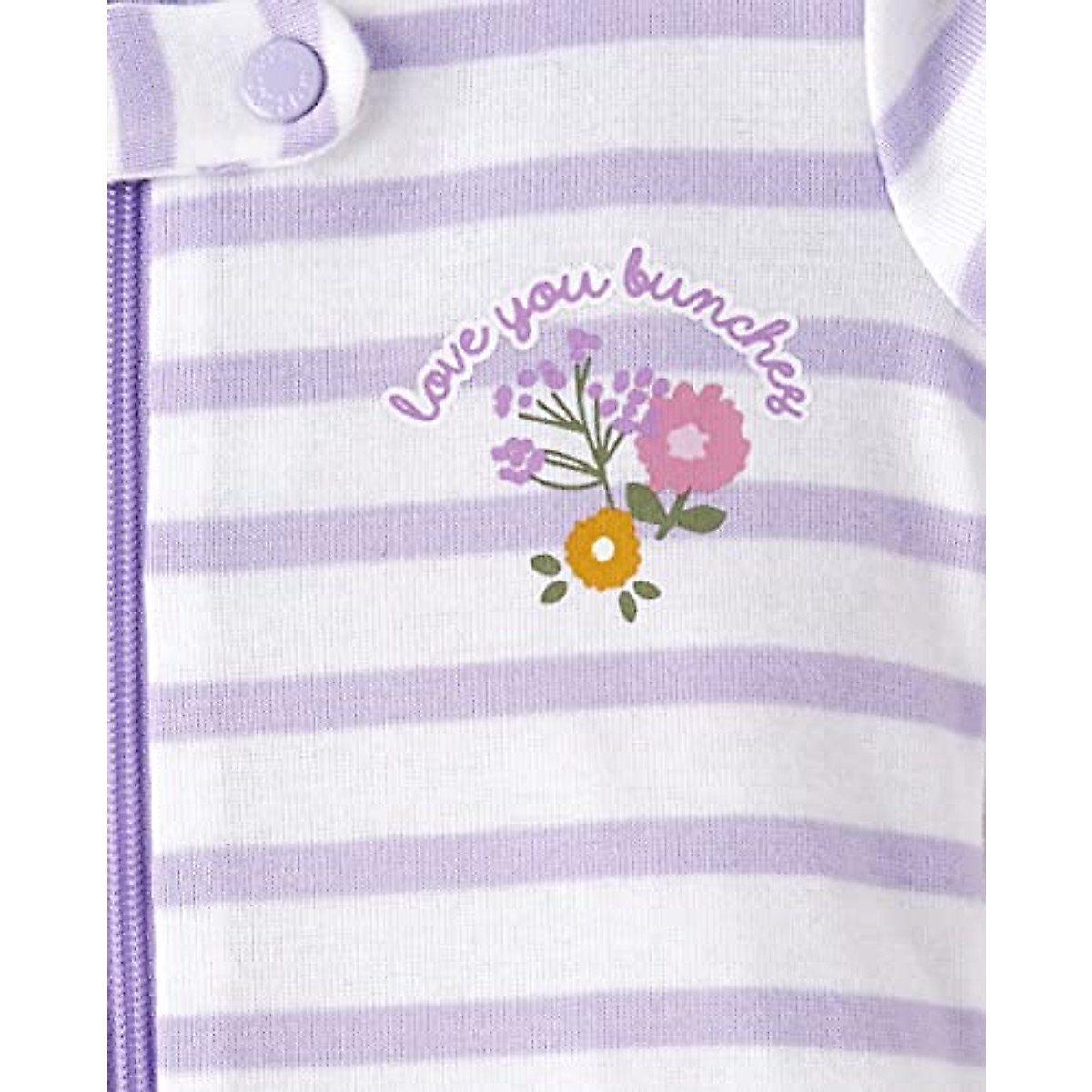 The Children's Place Baby Girls Long Sleeve 100% Cotton Zip-front One Piece Footed Pajama Set And Toddler Sleepers, Lovely Lavender, 6-9 Months US