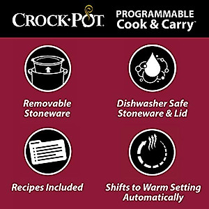 Crock-Pot SCCPVL610-S-A 6-Quart Cook & Carry Programmable Slow Cooker with Digital Timer, Stainless Steel