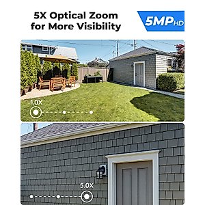 Reolink Wireless Security Camera System, 5MP, 2.4/5GHz WiFi, 5X Optical Zoom, Color Night Vision, 4 pcs RLC-511WA Bundle with 8CH NVR (2TB HDD Pre-Installed)