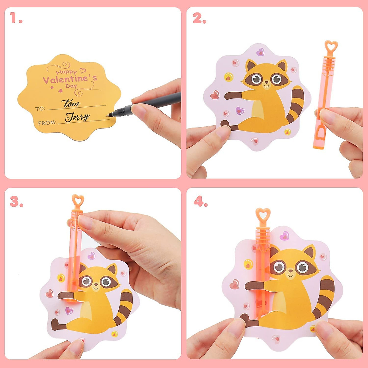 SURCVIO Valentines Day Gifts for Kids, 32 Pack Mini Bubble Wands with Valentines Animal Themes Greeting Cards for Kids, Valentine's Day School Prize Party Favor, Classroom Exchange Gift Set