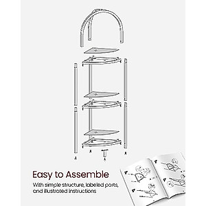 VASAGLE 3-Tier Corner Shelf Stand, Corner Bookshelf, Bathroom Organizer, Plant Stand, Tempered Glass, Steel Frame, Modern Style, for Living Room, Bathroom, Kitchen, Classic Black ULGT811B61