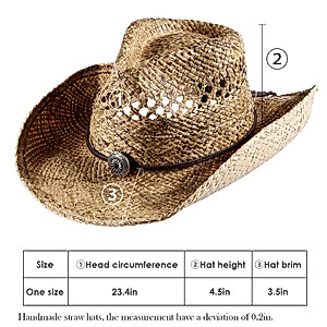 MIX BROWN Straw Cowboy Hat Western Hats for Women Cowgirl Sun Beach Hat Summer Outback Shapeable Wide Brim