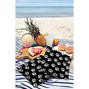 Outdoor Waterproof Throw Pillow Covers 16 x 16 Inches Set of 2 Dog Paw Prints Black and White Decorative Cushion Cover Pillowcase for Garden Patio Tent Beach Bedroom Livingroom Sofa Couch