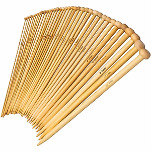 36PCS Bamboo Knitting Needles Set, BetyBedy Single Pointed Knitting Needles, 9 Inches Length Knitting Crochet Supplies for Beginners Handmade (18 Sizes from 2.0mm-10.0mm)