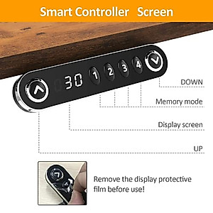 Electric Standing Desk, 55 x 24 inch Adjustable Height Stand Up Desk with 2 USB Ports & 3 Power Outlets, and 6.5 ft Power Cord, Office Desk with 27''-45'' Lifting Range, Oversized Mouse Pad, Brown
